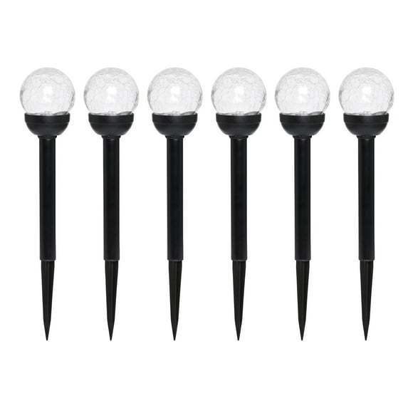 Mainstays Solar Powered Black LED Landscape Crackle Glass Path Lights ...