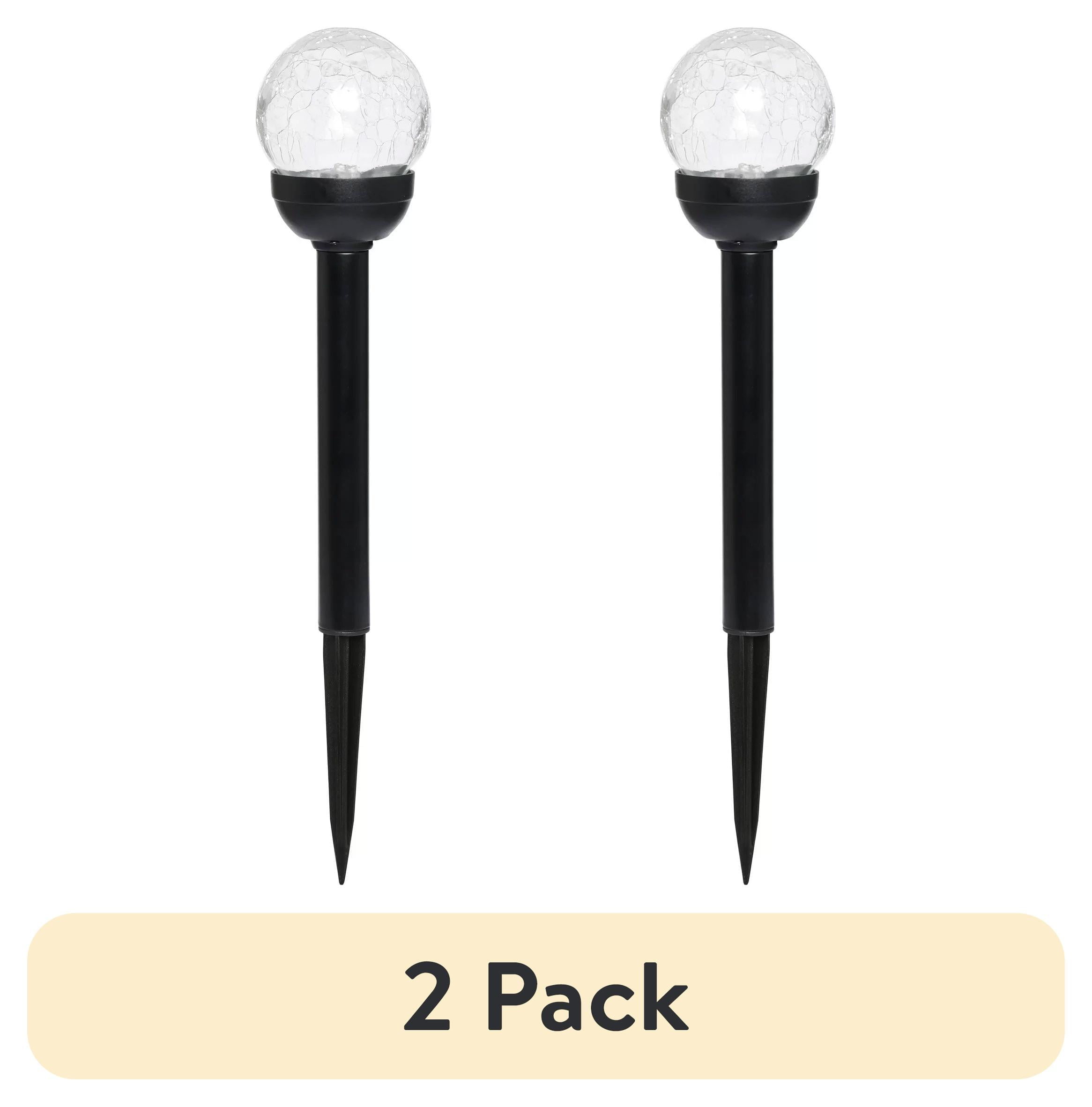 (2 pack) Mainstays Solar Powered Black LED Landscape Crackle Glass Ball ...