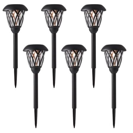 Mainstays Solar Powered Black Lattice LED Walkway Light with Glass Lens ...