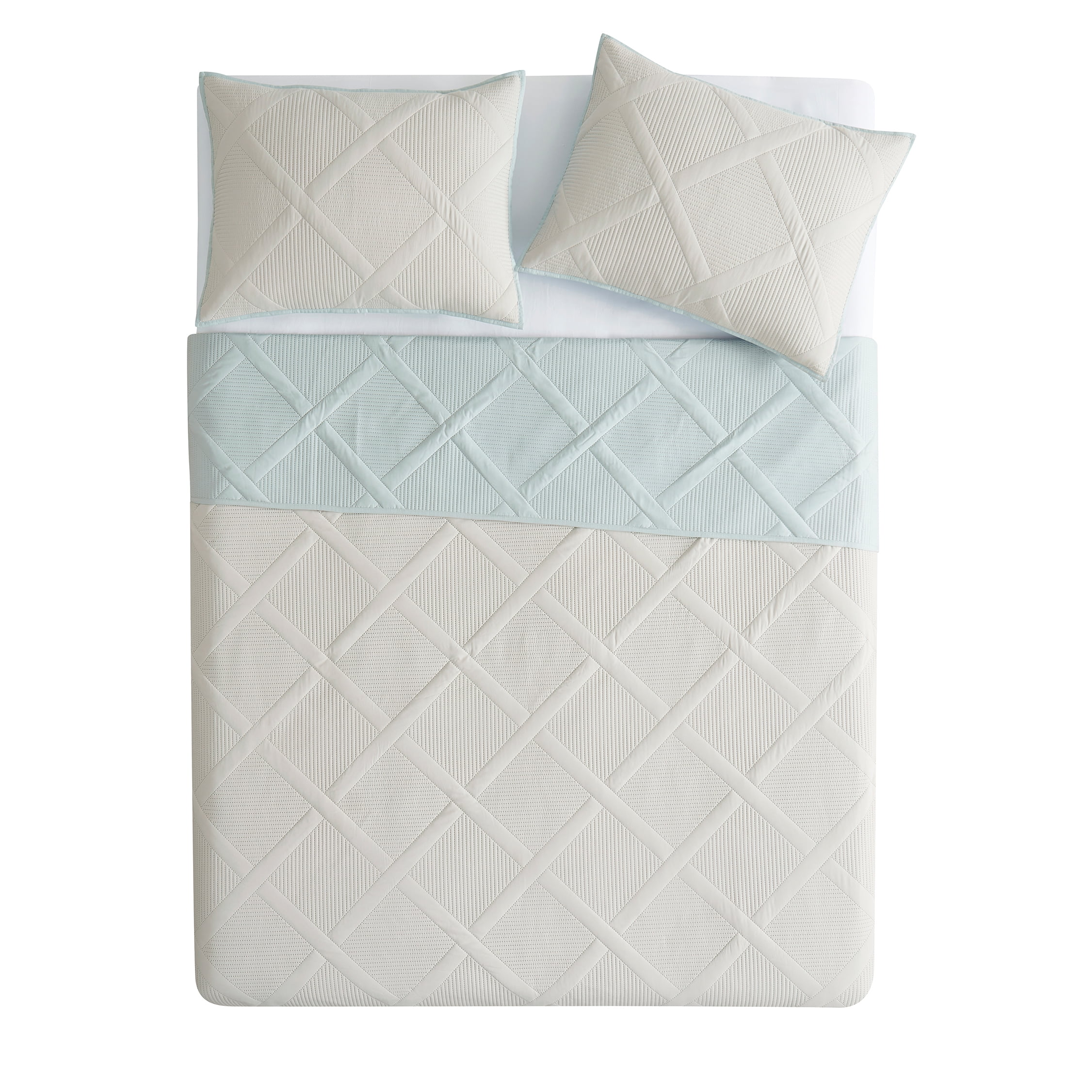 Mainstays Solid Beige Diamond Pinsonic Reversible Soft Wash Microfiber ...