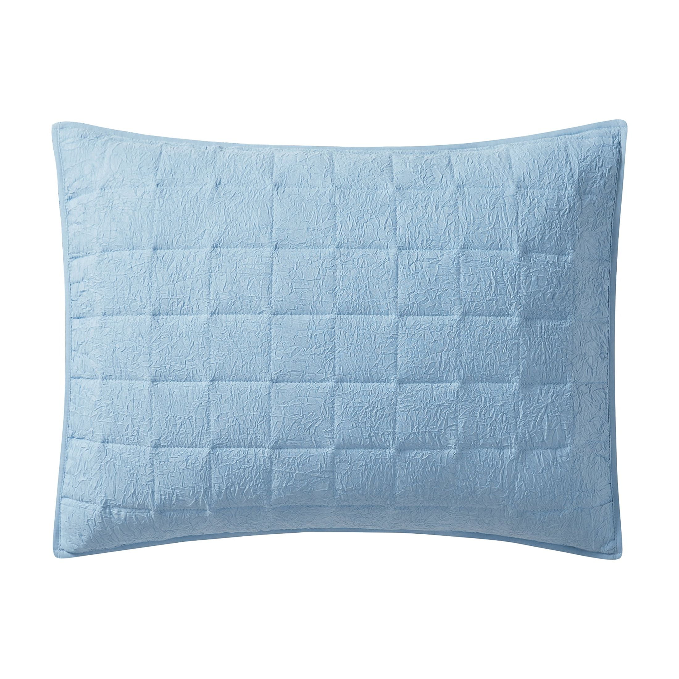 Mainstays Solid Blue Crinkle Quilted King Pillow Sham Soft Wash 21x37 ...