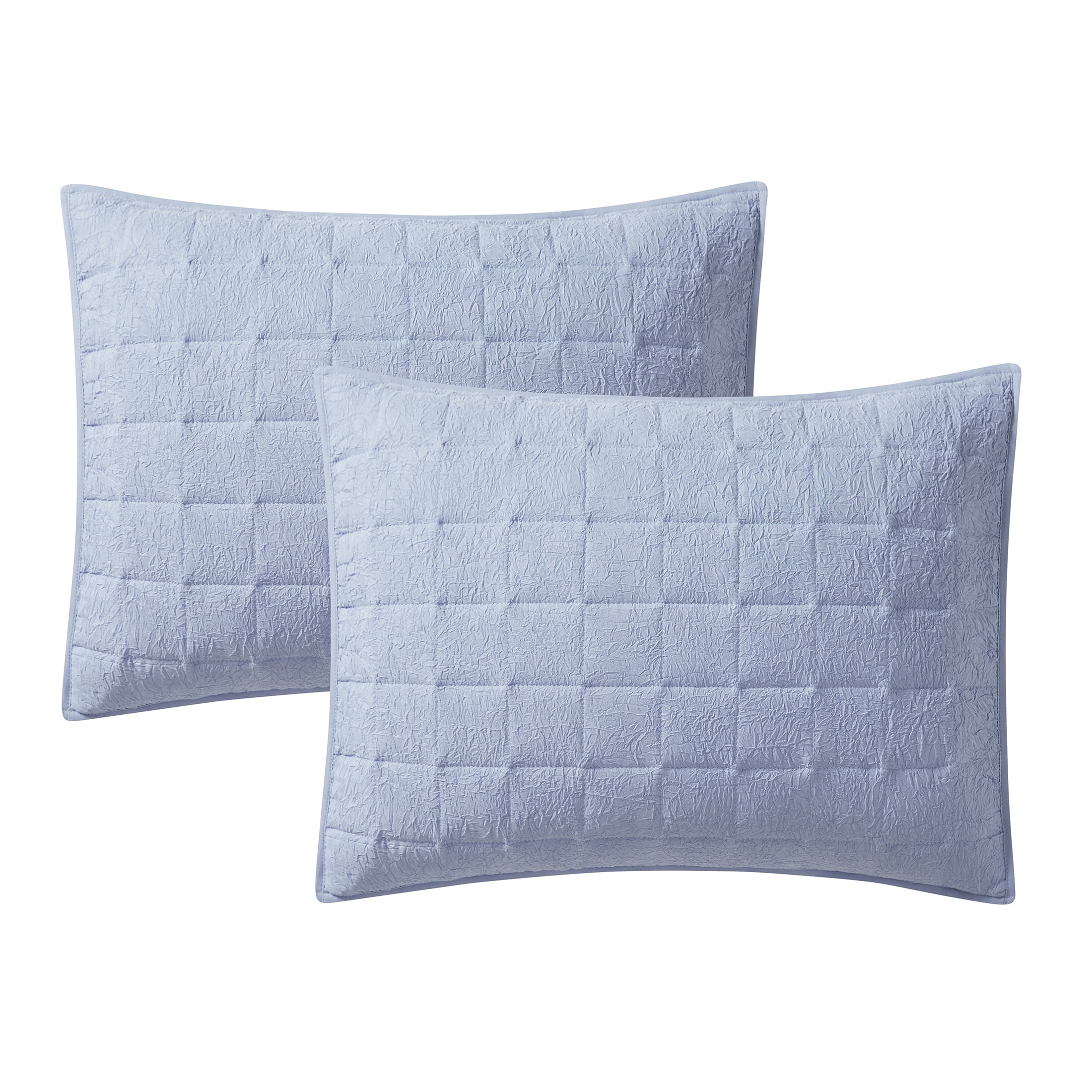 Mainstays Solid Textured Box Crinkle Quilted Pillow Sham, Blue ...