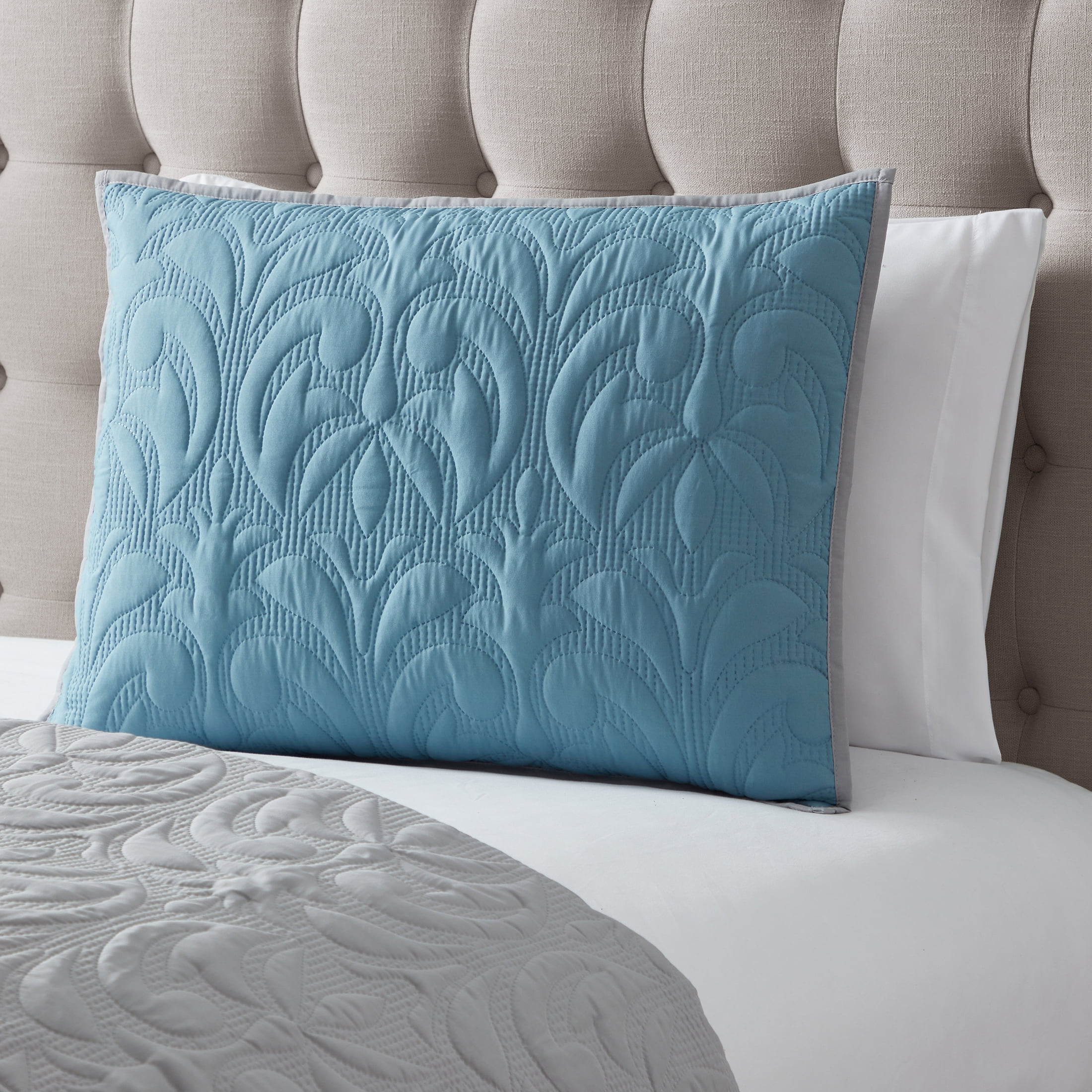 Mainstays Blue Damask Reversible Sham - Standard Size 20x26 - Walmart.com