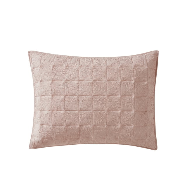 Mainstays Solid Textured Box Crinkle Quilted Pillow Sham, Blush ...
