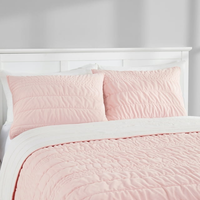 Mainstays Solid Blush Zig Zag Stripe Reversible Crystal Mink Pillow ...