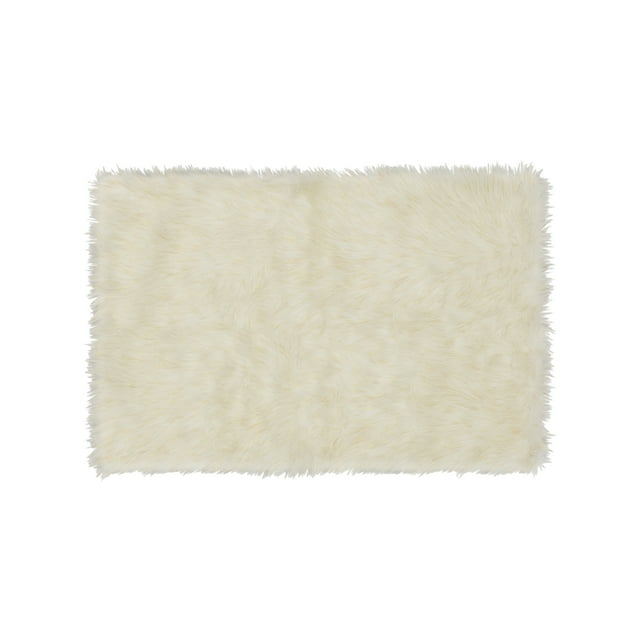 Mainstays Solid Gold & White Fur Accent Rug 30x46 in - Walmart.com