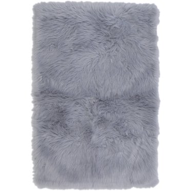 Mainstays Solid Black Fluffy Shag Faux Fur Area Rug, 36 in x 56 in ...