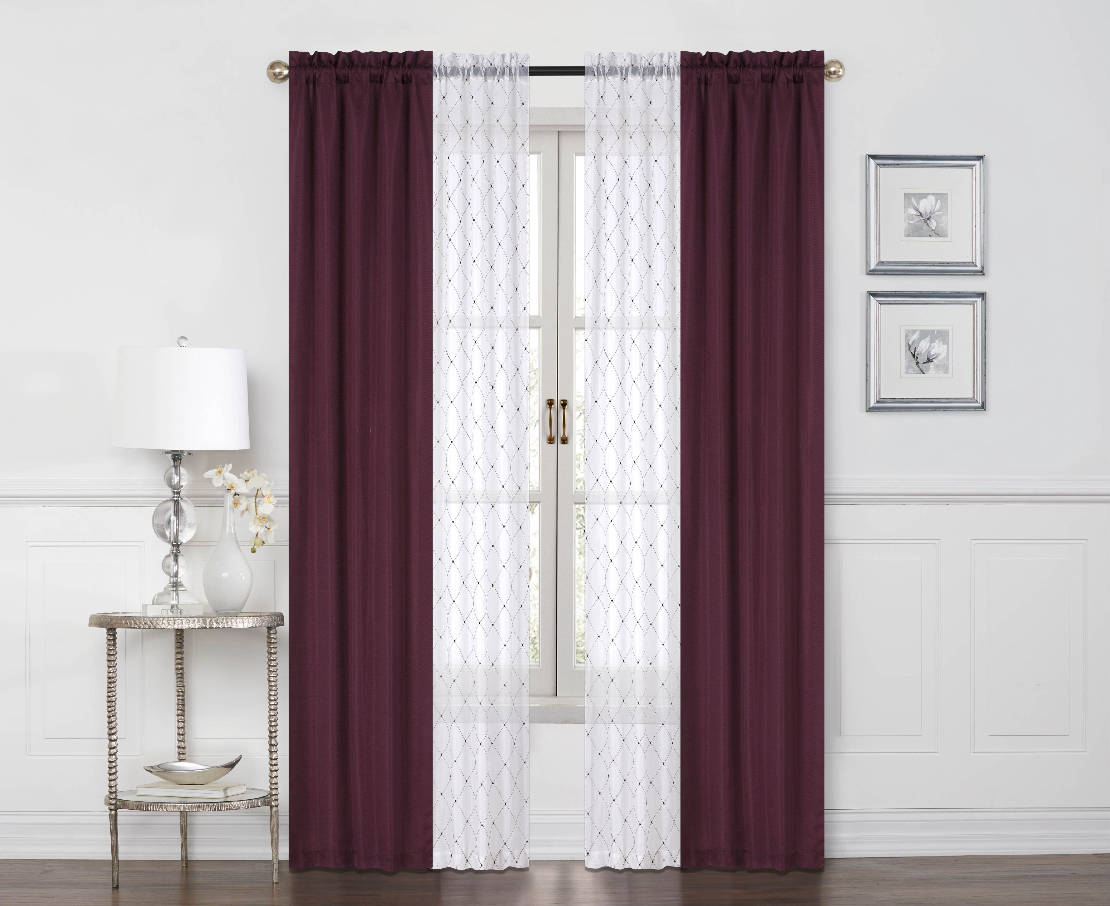 Mainstays Room Darkening Red Curtain Set 50 x 95 4 Panels Window Decor ...