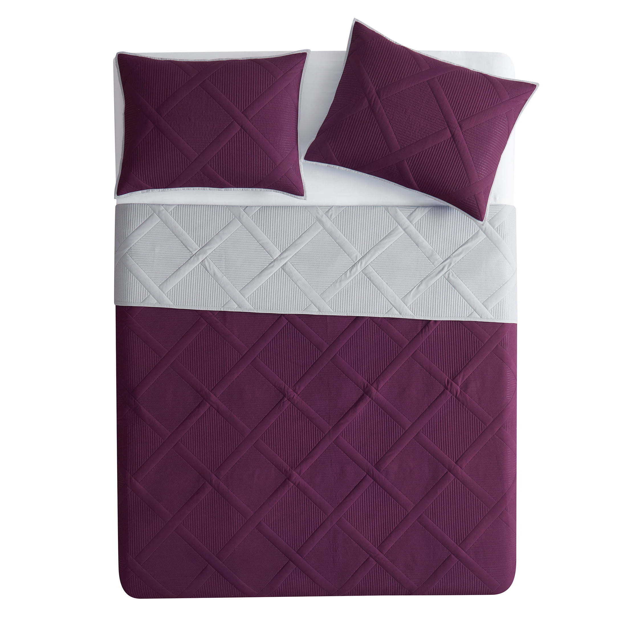 Mainstays Solid Purple Diamond Pinsonic Reversible Soft Wash Microfiber ...