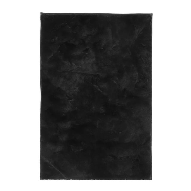 Mainstays Solid Soft Rabbit Faux Fur Area Rug Black,30x46" - Walmart.com
