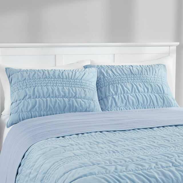 Mainstays King Solid Teal Zig Zag Stripe Reversible Crystal Mink Pillow ...