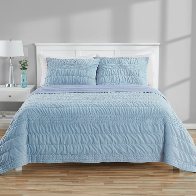 Mainstays Crystal Mink Velvet Reversible Quilt, Zig Zag Stripe, Teal ...
