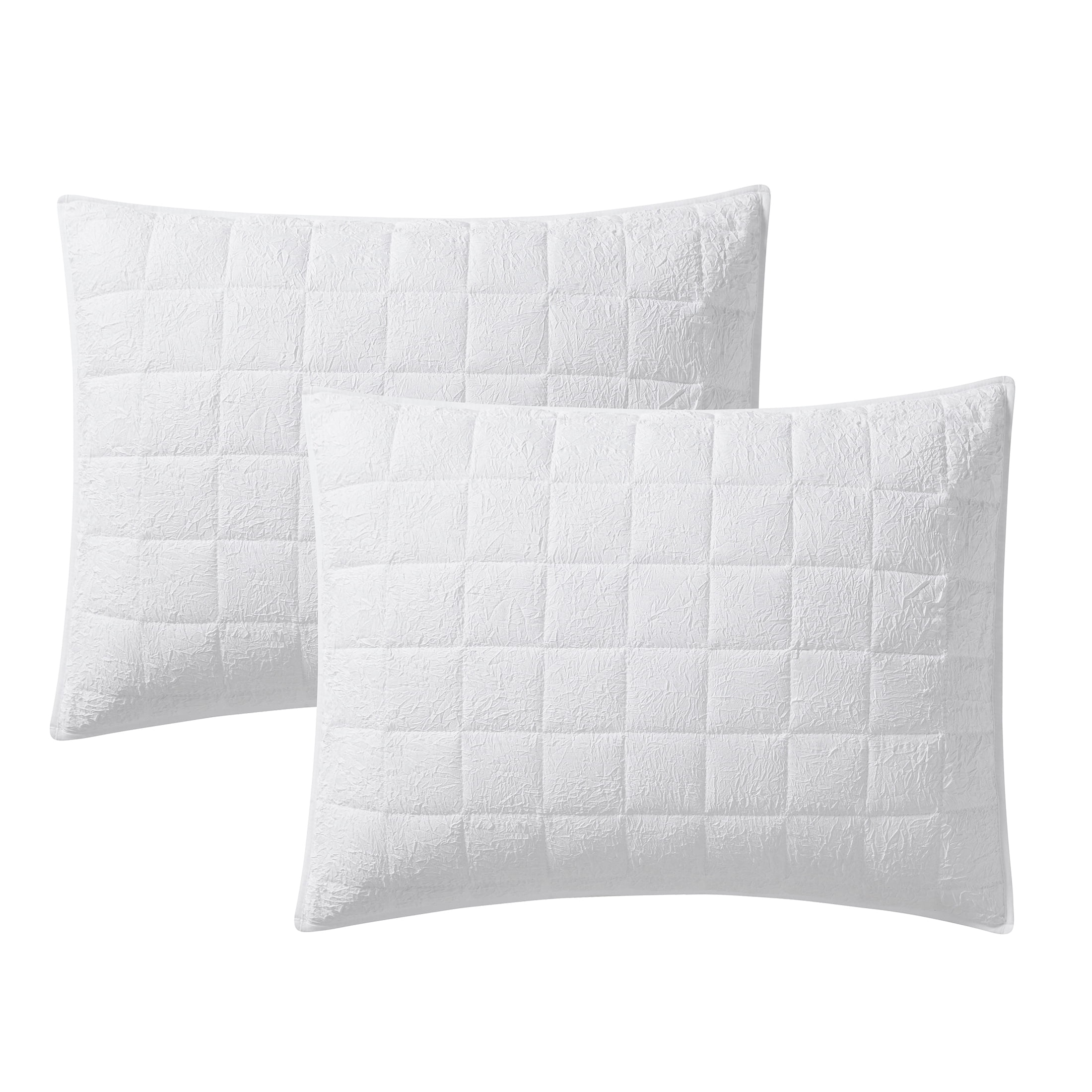 Mainstays Solid Textured Box Crinkle Quilted Pillow Sham, White ...