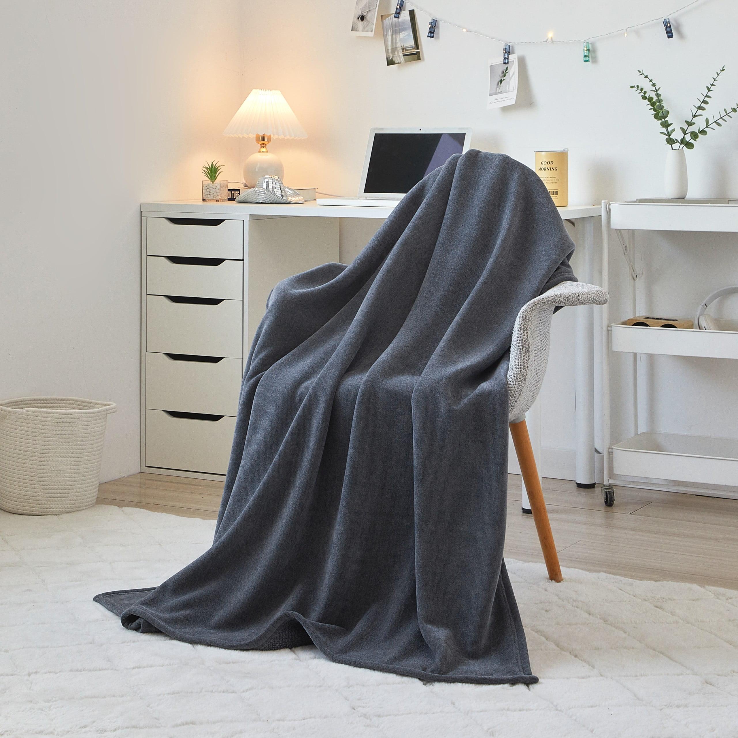 Mainstays Cozy Sweatshirt Chenille Throw Blanket, Soothing Grey, 50" x ...