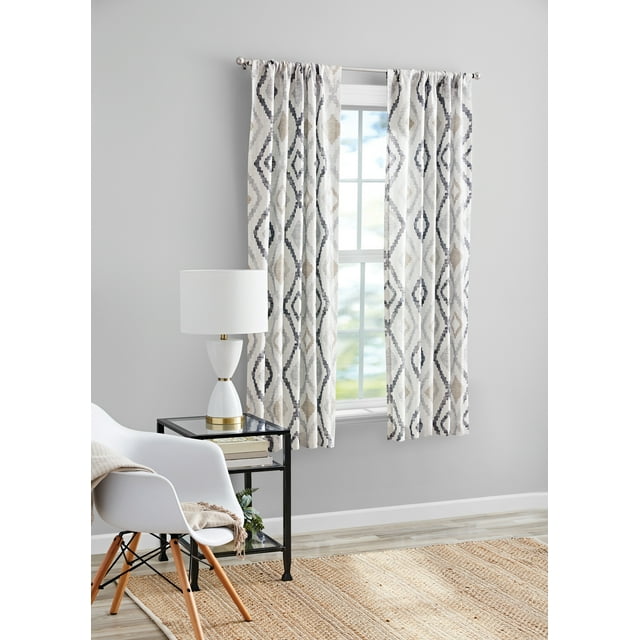 Mainstays Southport Light Filtering Rod Pocket Curtain Panel, Set of 2 ...