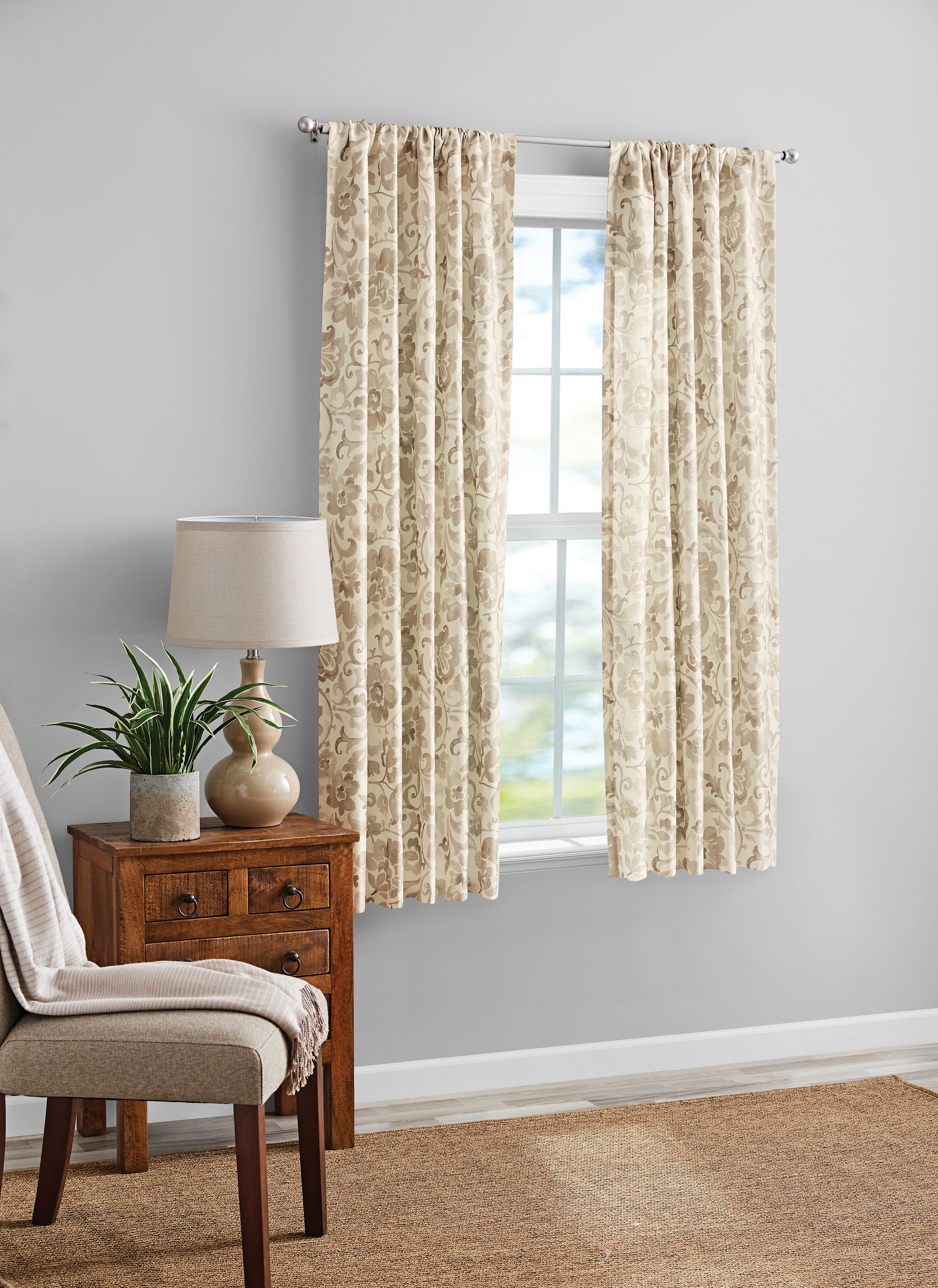 Mainstays Southport Light Filtering Rod Pocket Textured Curtain Panel ...