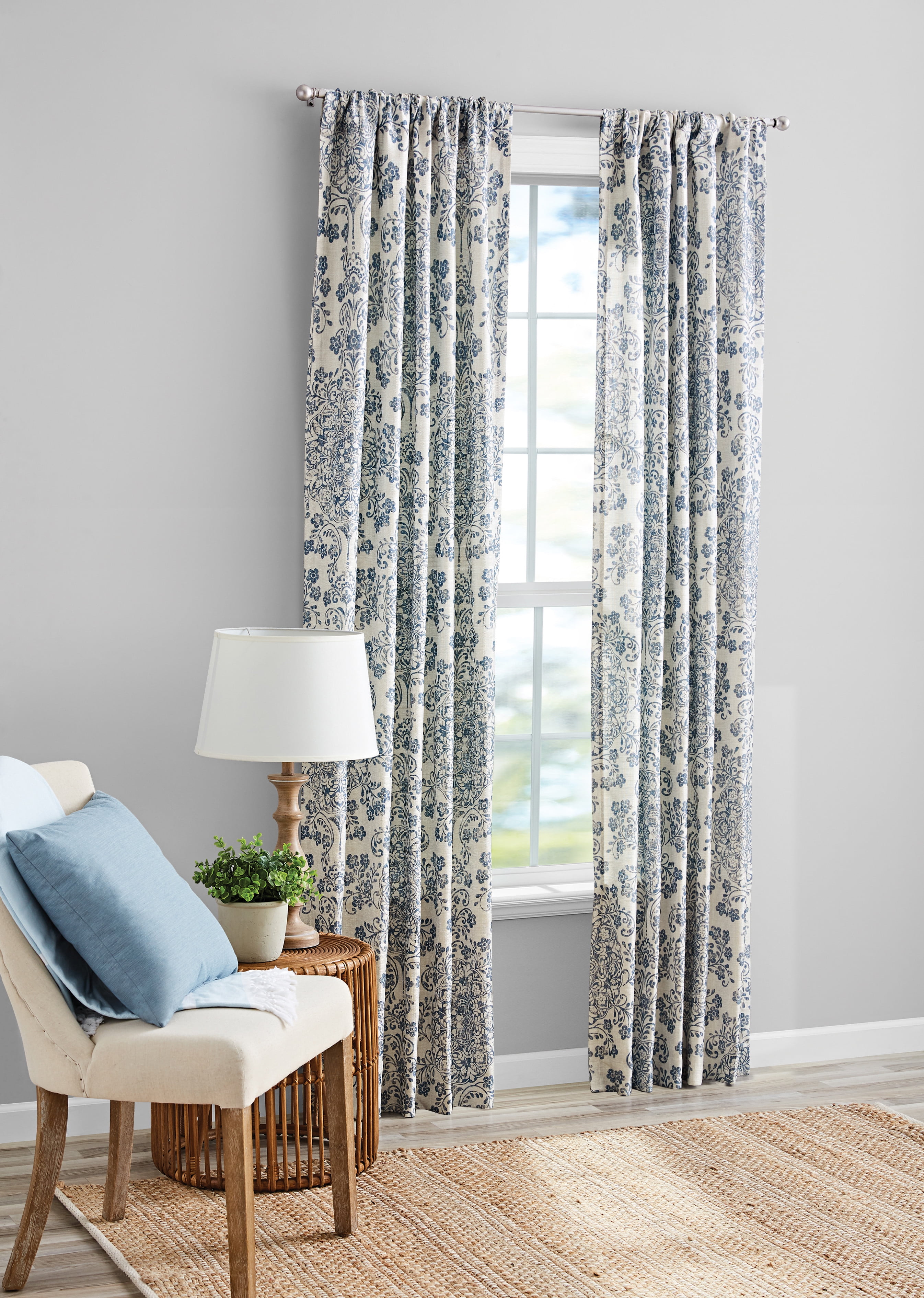 Mainstays Southport Light Filtering Rod Pocket Textured Curtain Panel ...