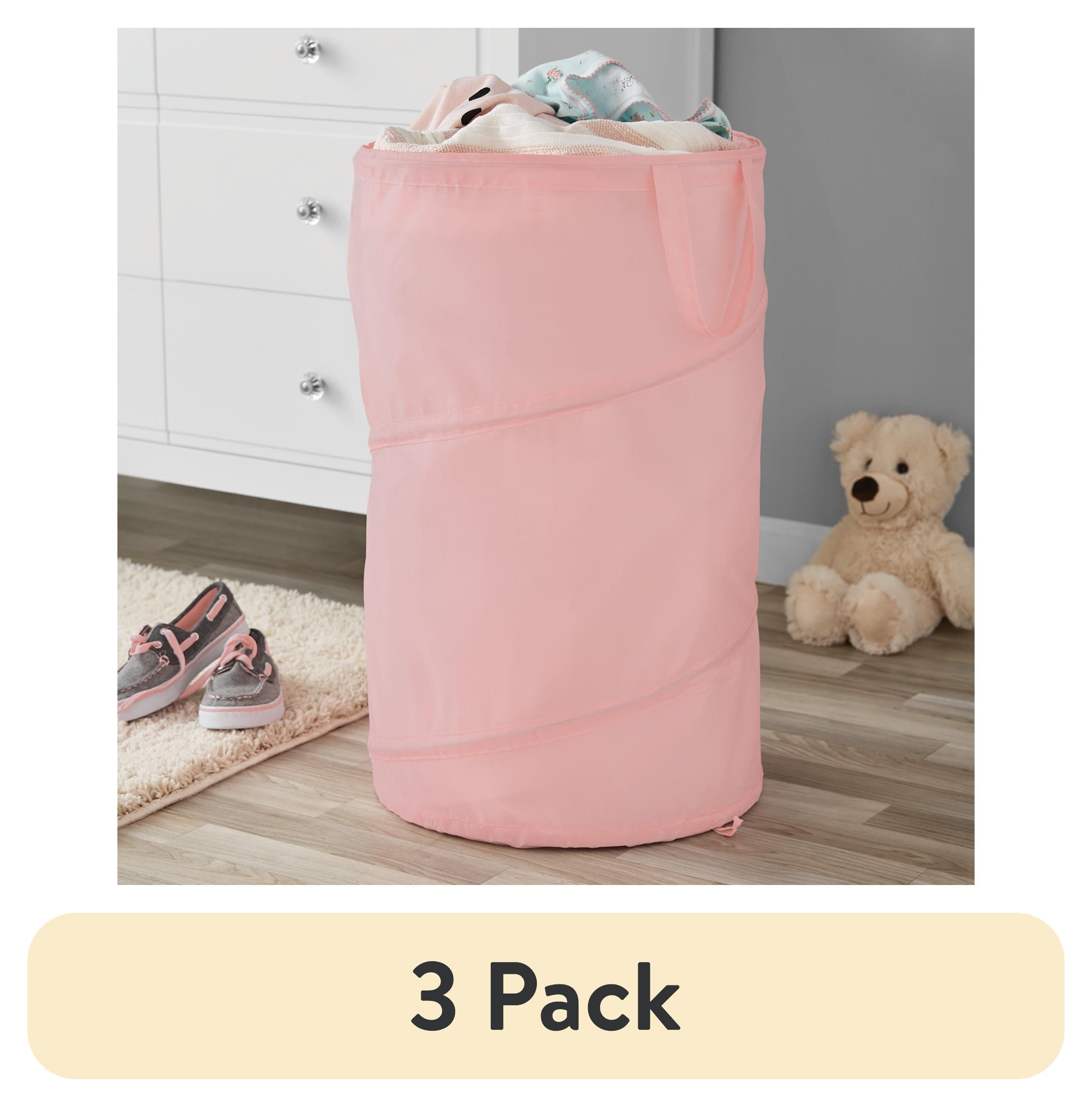 (3 pack) Mainstays Spiral Pop up Hamper- Holds up to 2 Loads- Pink ...