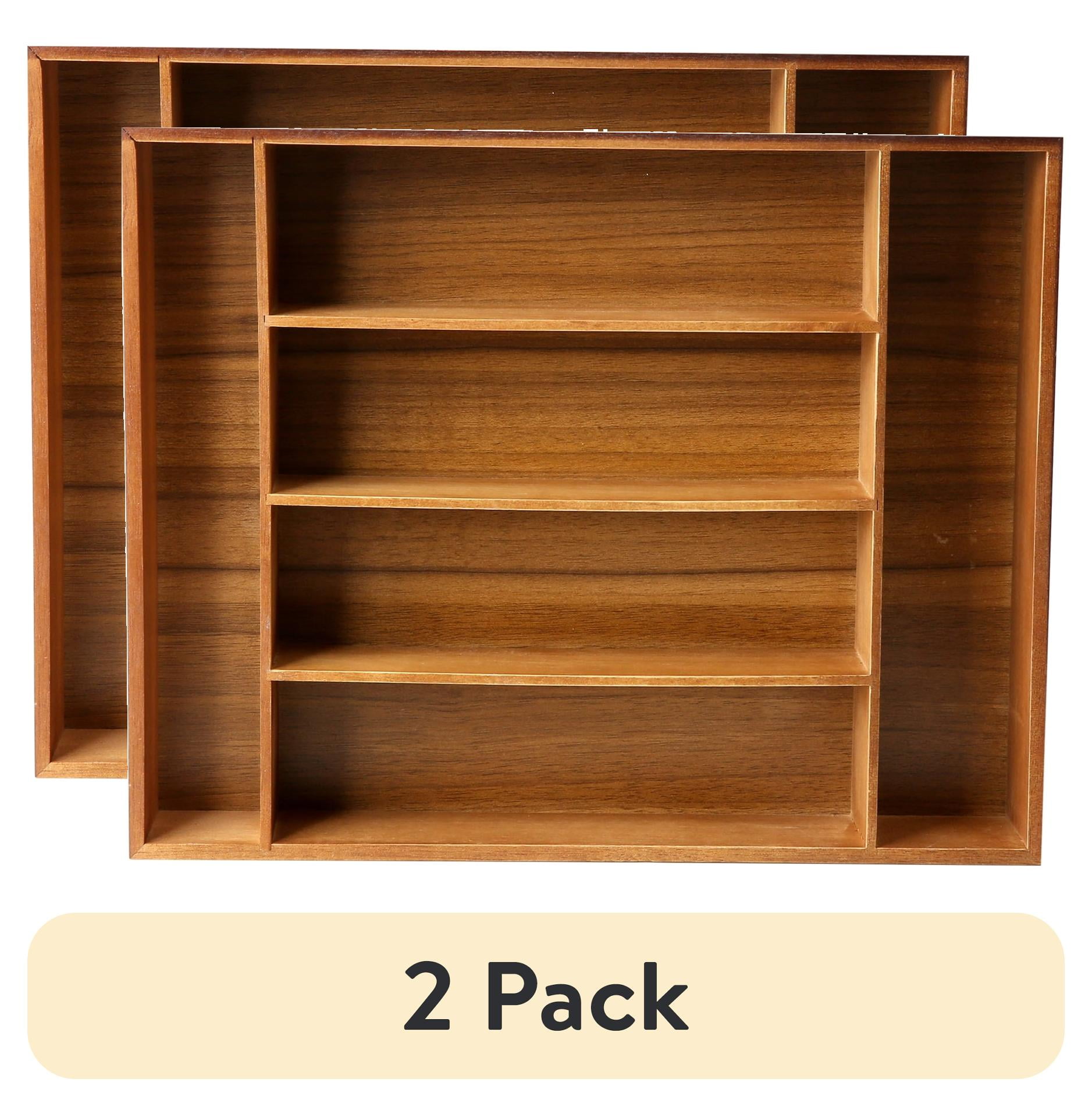 (2 pack) Mainstays Splendent 45 Piece Stainless Steel Flatware Set with Wooden Tray Organizer ...