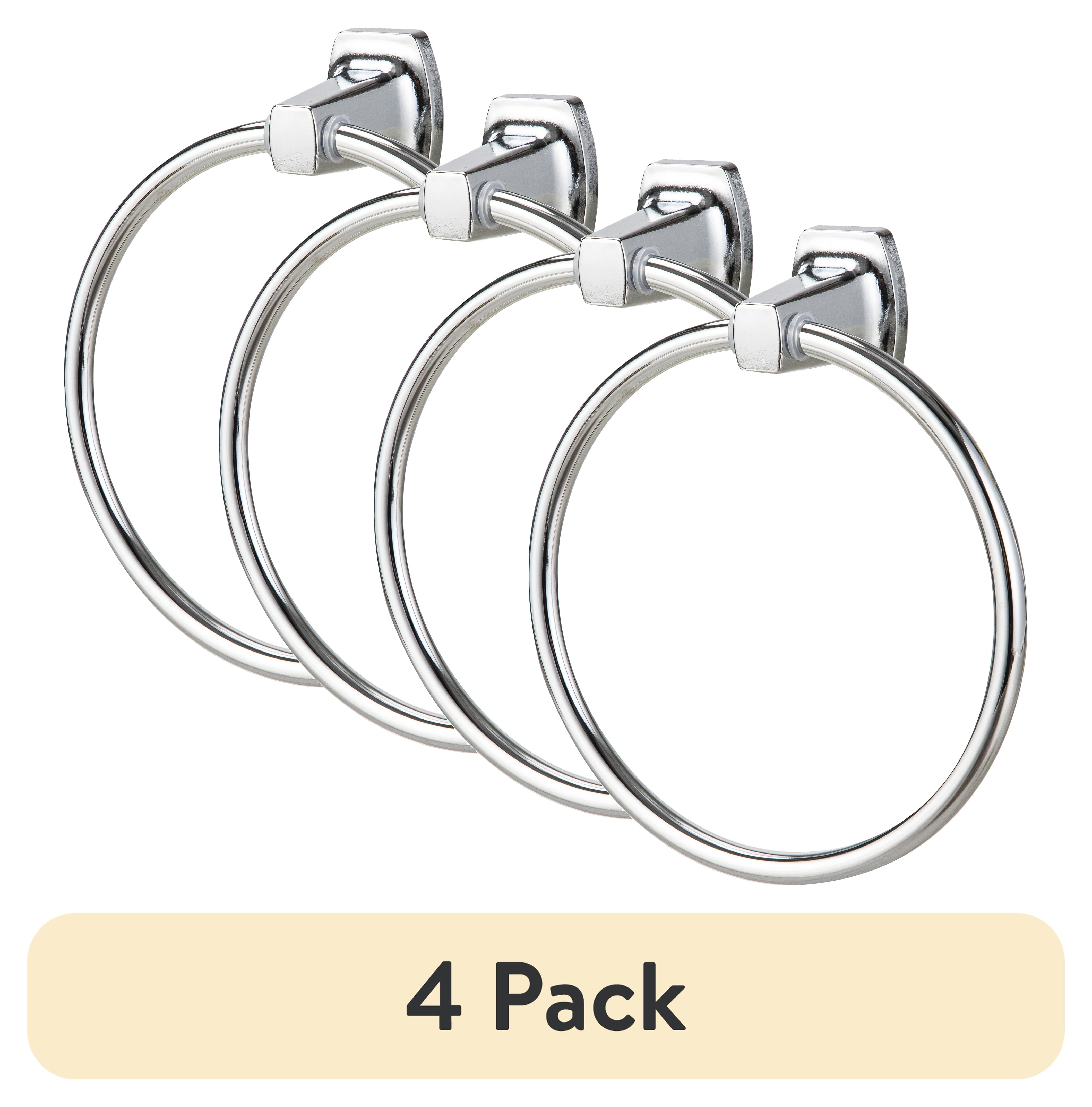 (4 pack) Mainstays Square Style Wall Mount Steel Towel Holder Ring ...