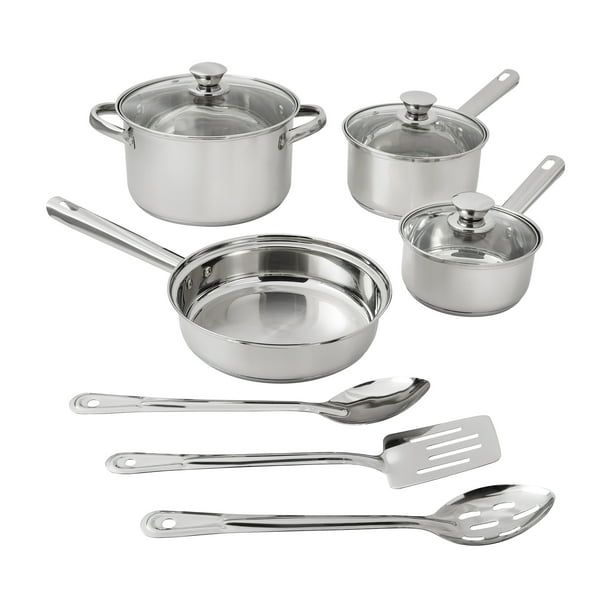 Mainstays Stainless Steel 10-Piece Cookware Set - Walmart Business Supplies