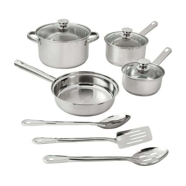 Mainstays Stainless Steel 10Pc Cookware set - Walmart.com