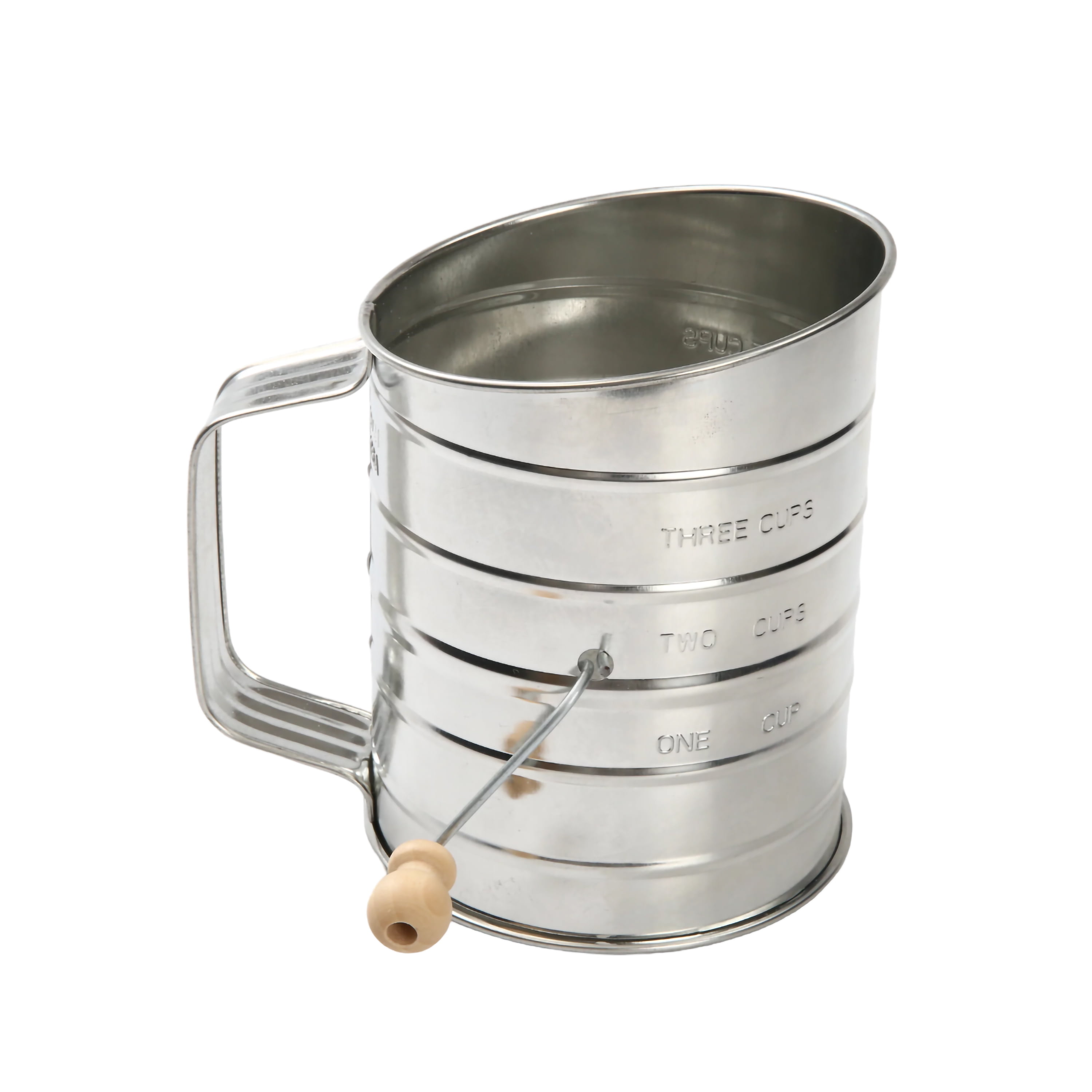 Mainstays Stainless Steel 3 Cup Flour Sifter with Beechwood Handle ...