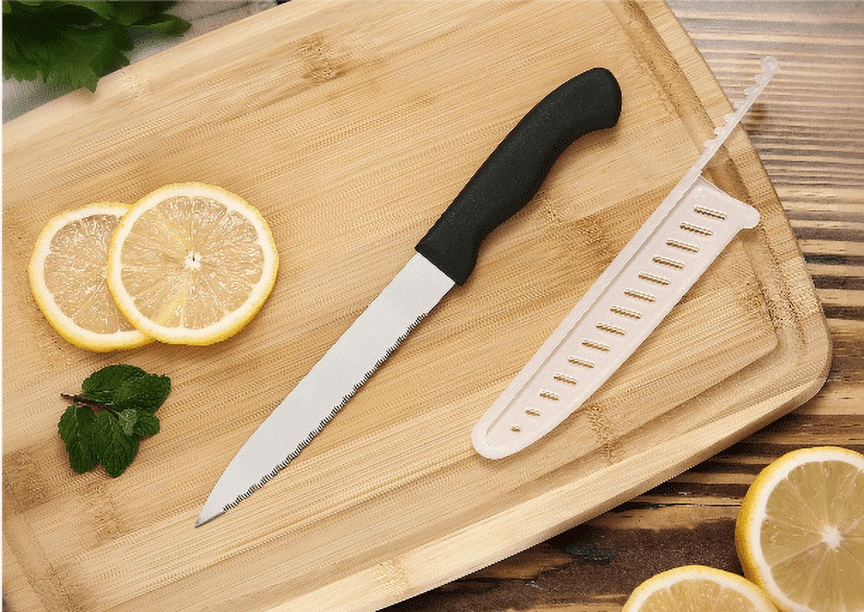 Mainstays 5" Stainless Steel Utility Knife with Black Plastic Handle ...