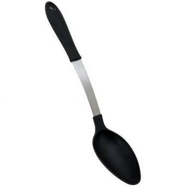 Mainstays Stainless Steel Basting Spoon, Black Soft-Touch Handle, Nylon ...