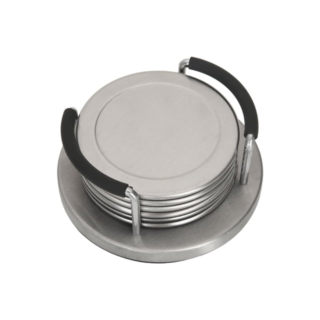 Mainstays Stainless Steel Coaster Set and Holder - Walmart.com