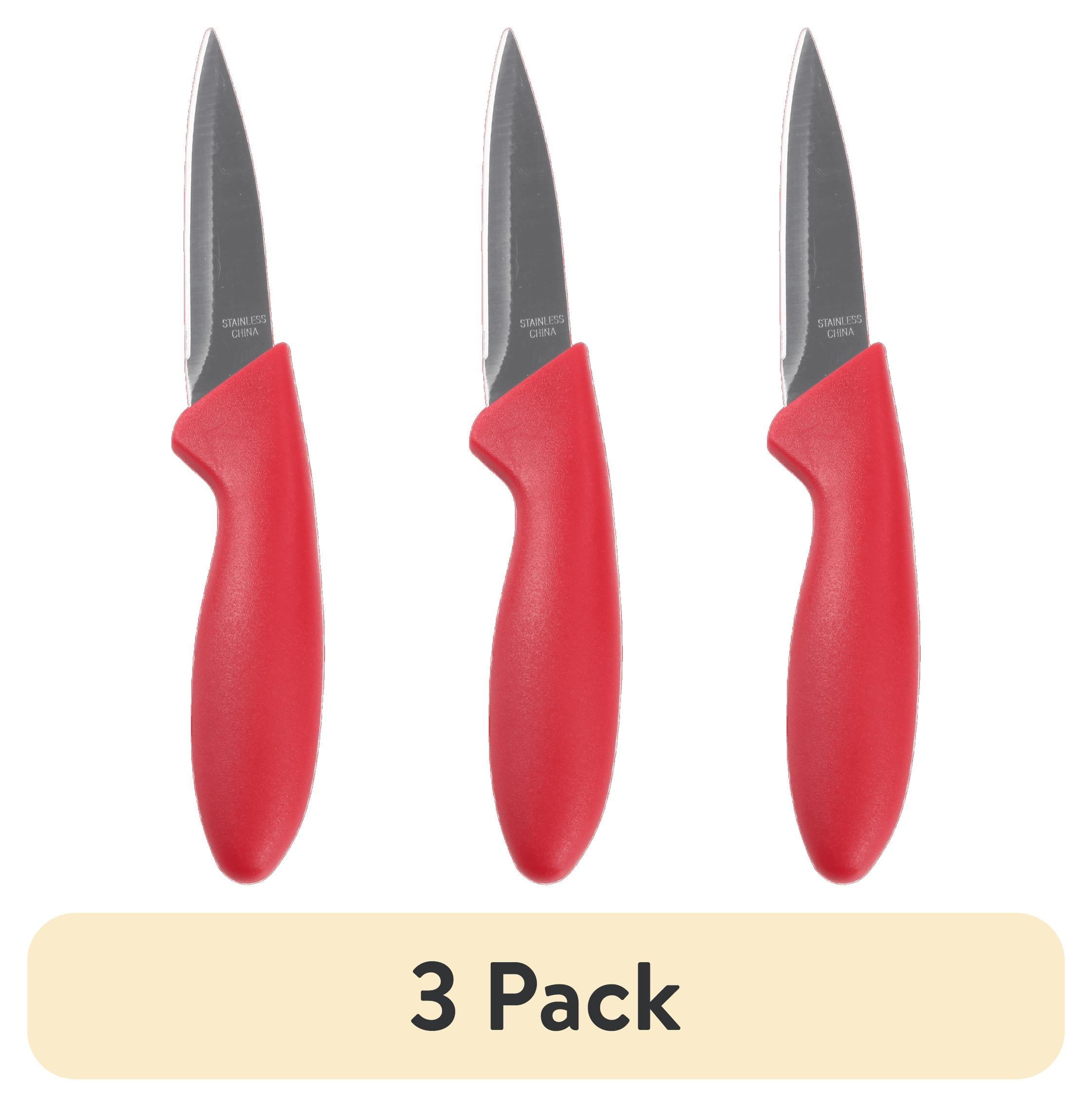 (3 pack) Mainstays Stainless Steel Color 3.5" Kitchen Paring Knife with ...