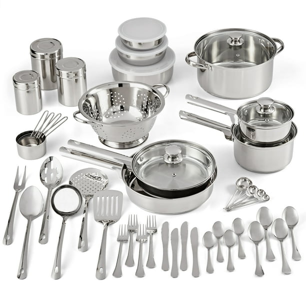 Mainstays Stainless Steel Cookware and Kitchen Combo Set - Walmart.com