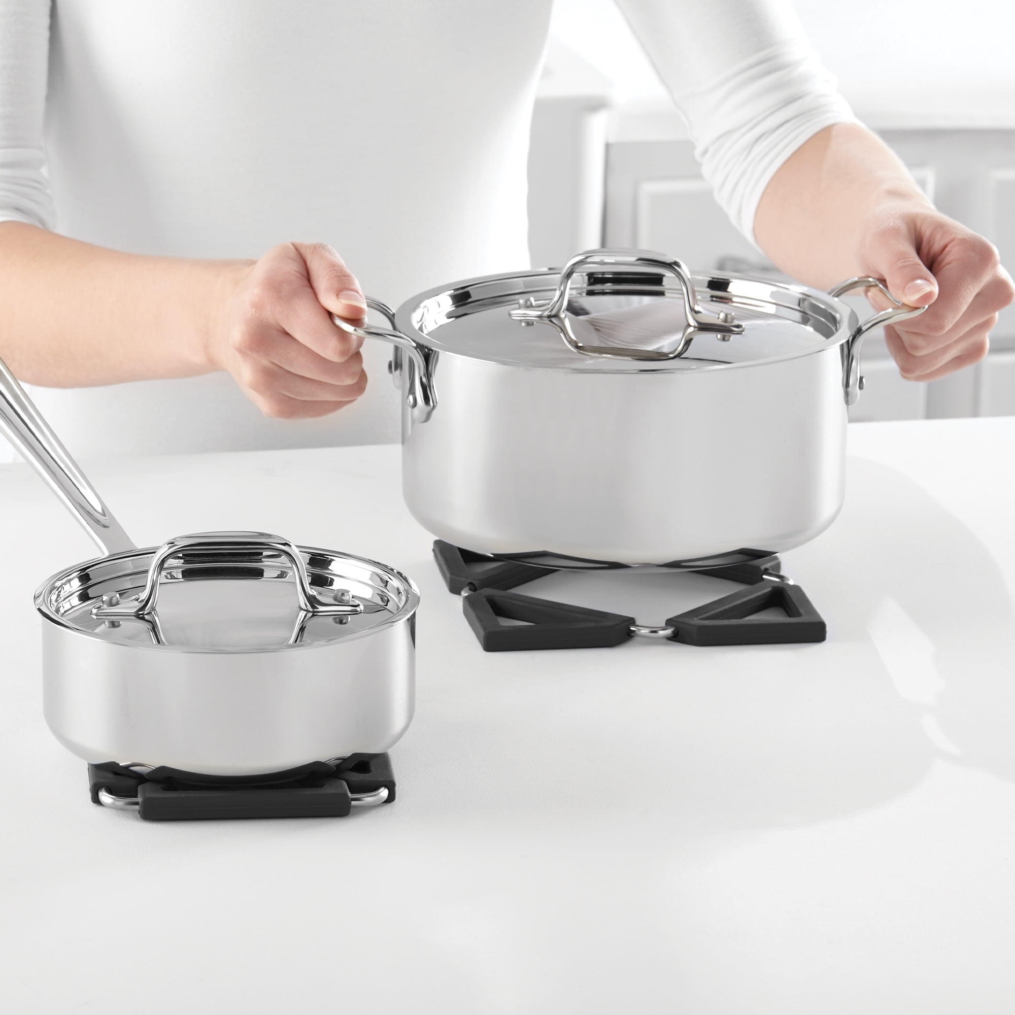 Mainstays Stainless Steel Frame Black Silicone Trivet & Pot Holder ...