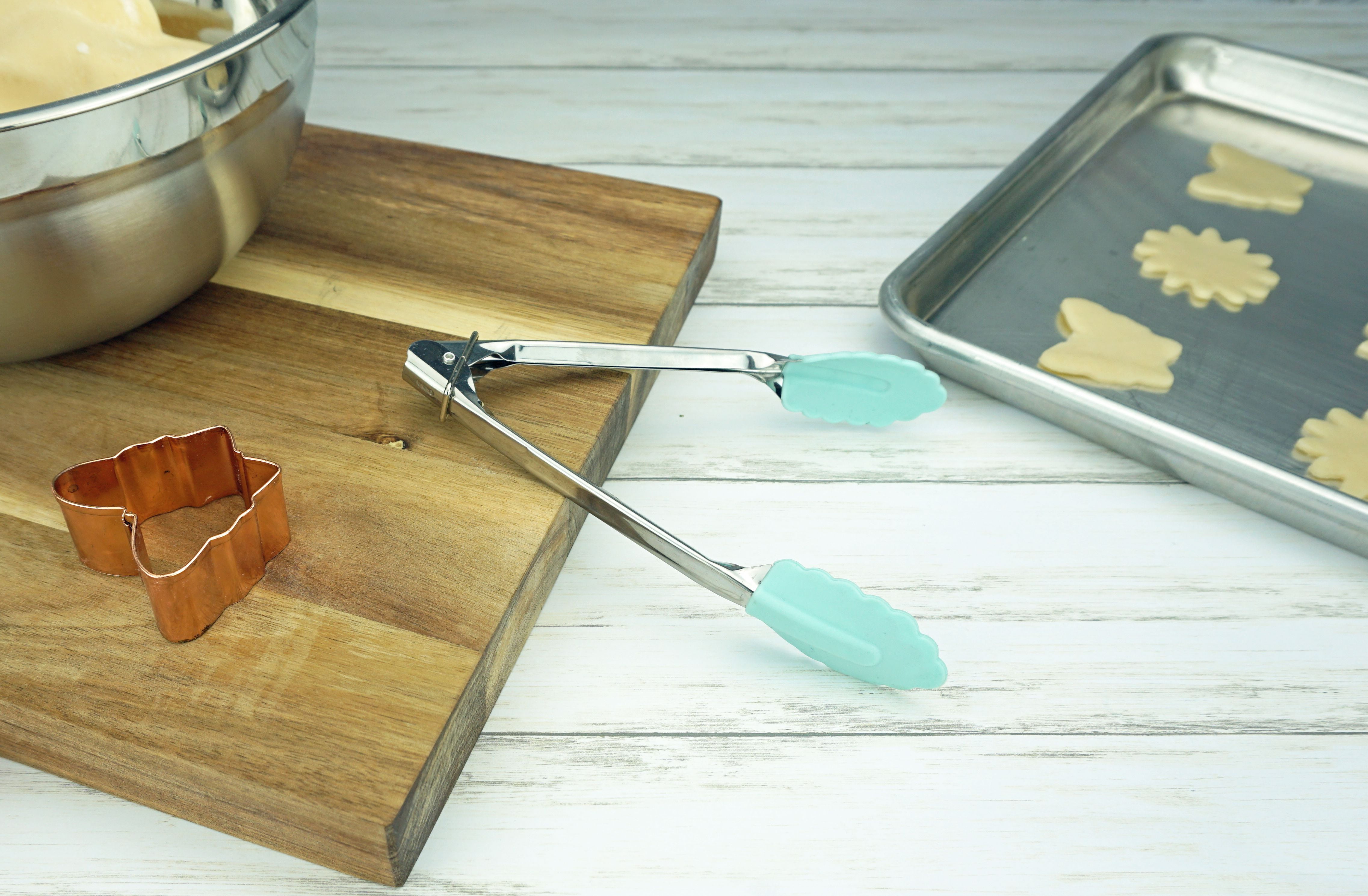 Mainstays Mini Tongs Mint Stainless Steel Silicone Tips Cooking Serving ...