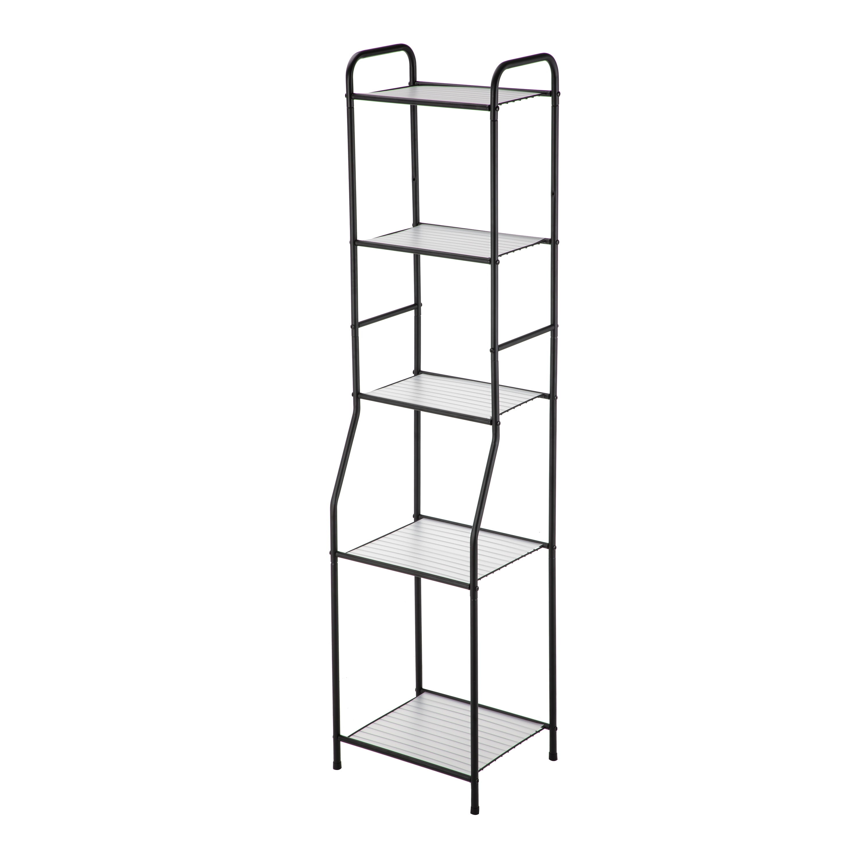 Mainstays Steel 5-Shelf Bathroom Tower Storage Shelf Unit, Matte Black ...