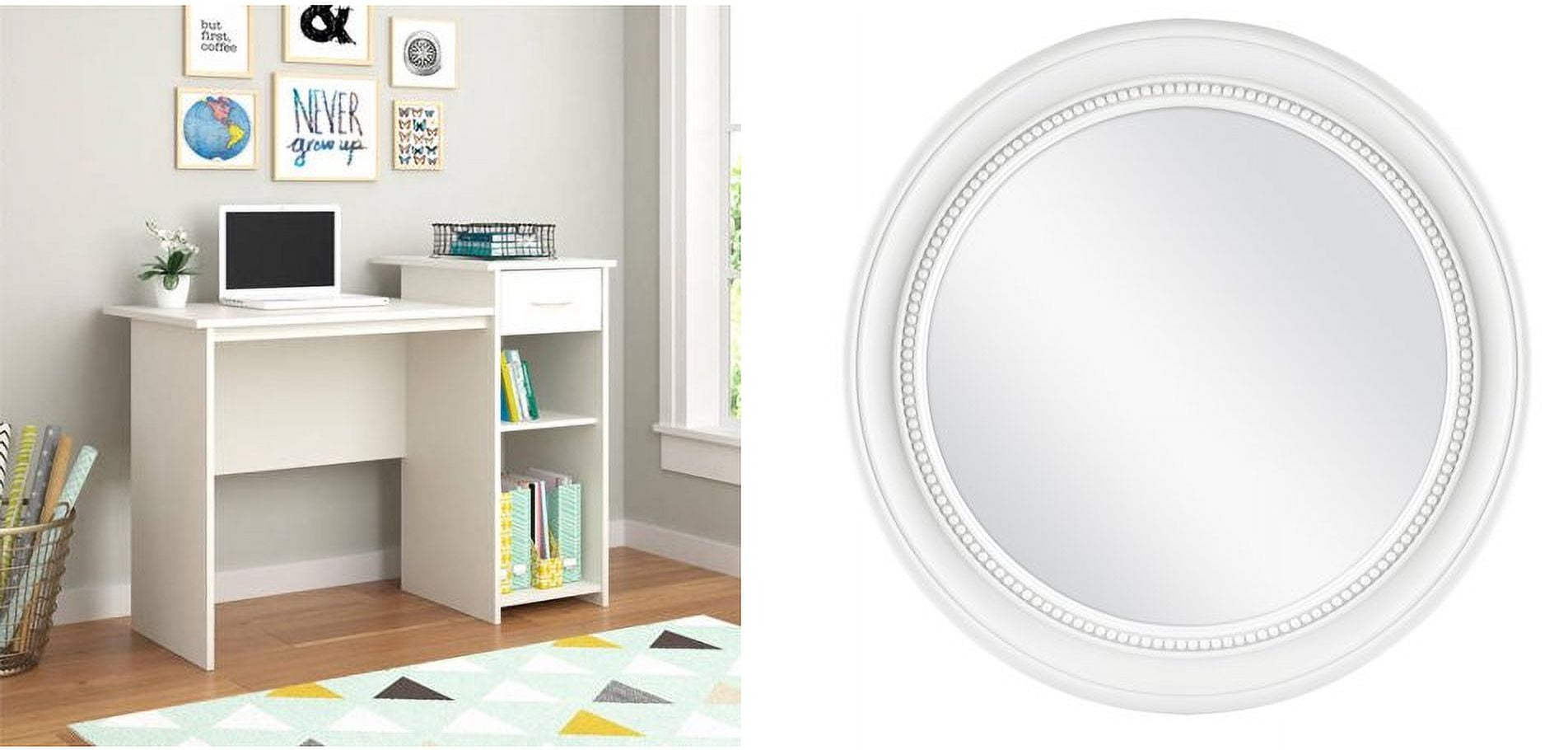 Mainstays Student Desk with Easy-glide Drawer and Mainstays 18 White ...