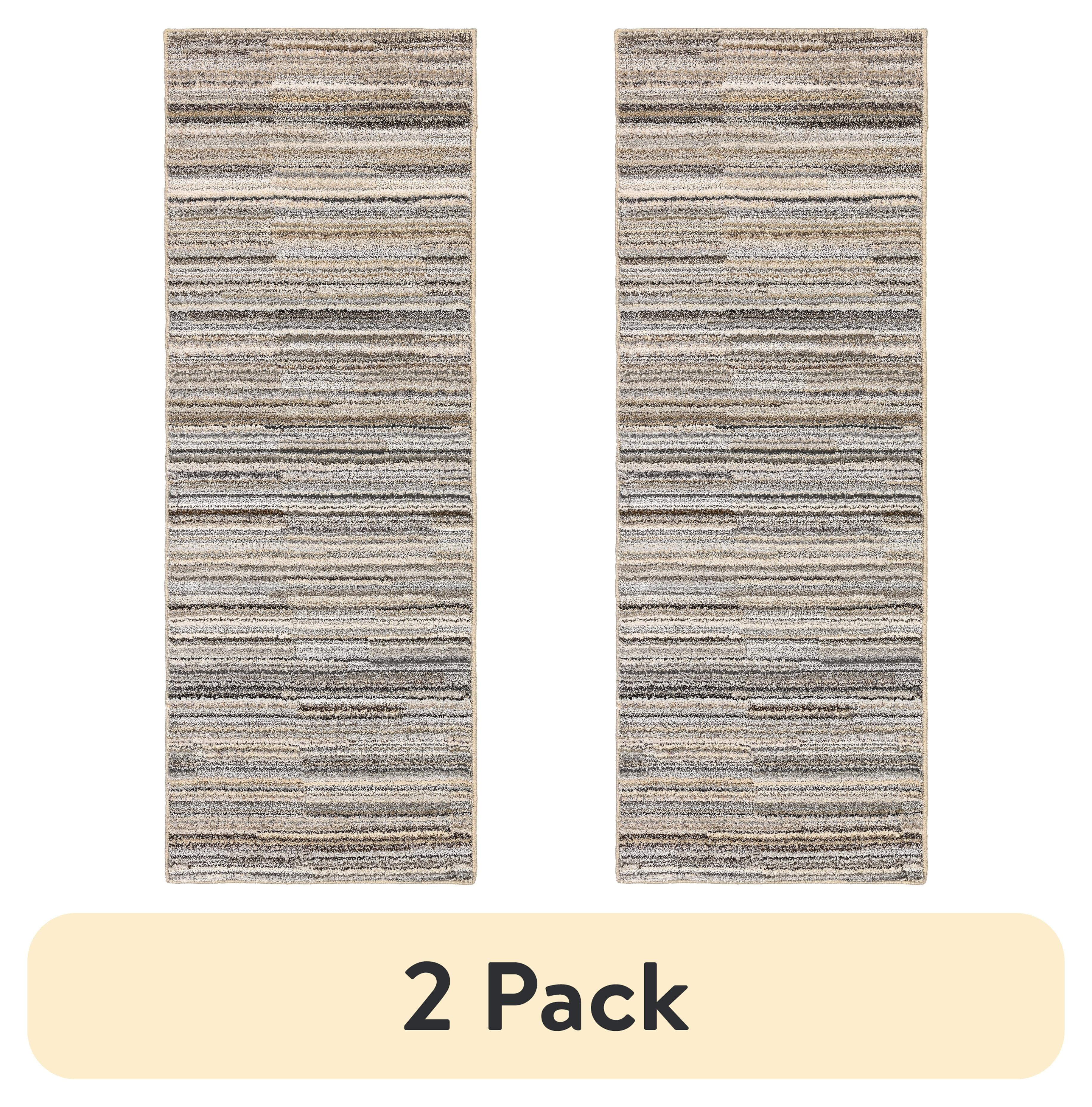 (2 pack) Mainstays Studio Plush Pixel Tan/Gray Indoor Runner Rug, 22" x ...