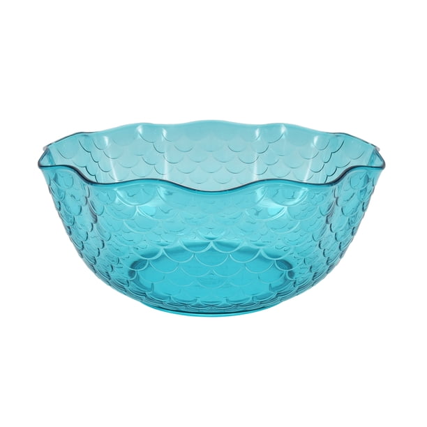 Mainstays Summer Acrylic Mermaid Scalloped Textured Serve Bowl, Blue ...