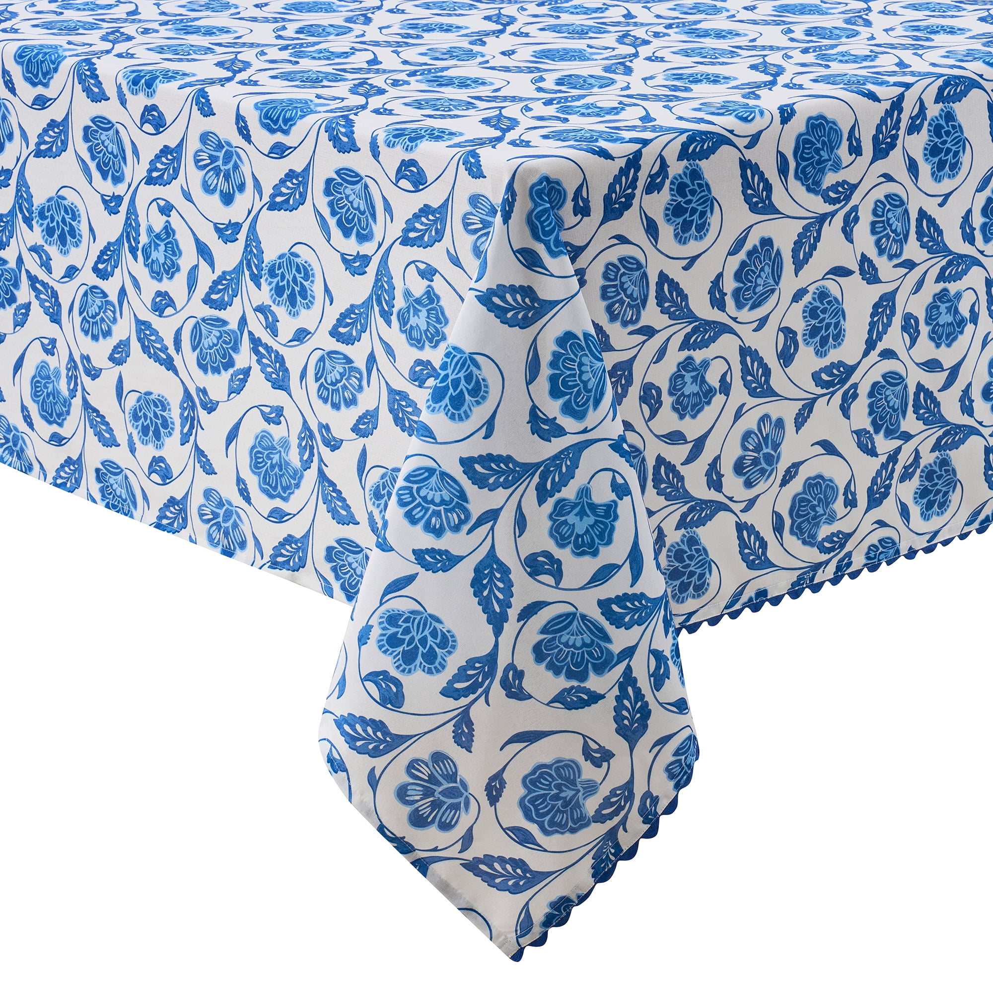 Mainstays by Becky G. & Alejandra Fabric Tablecloth, Blue Floral, 60" x ...