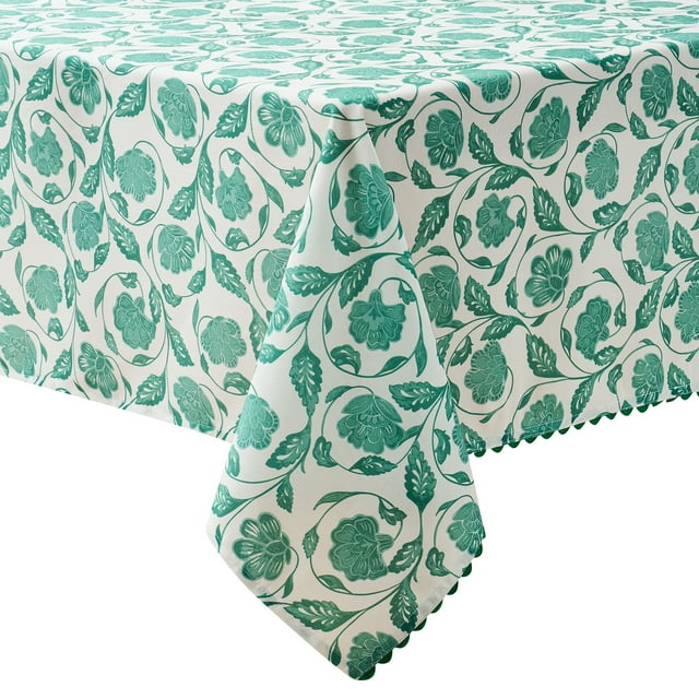 Mainstays by Becky G. & Alejandra Fabric Tablecloth, Green Floral, 60 ...