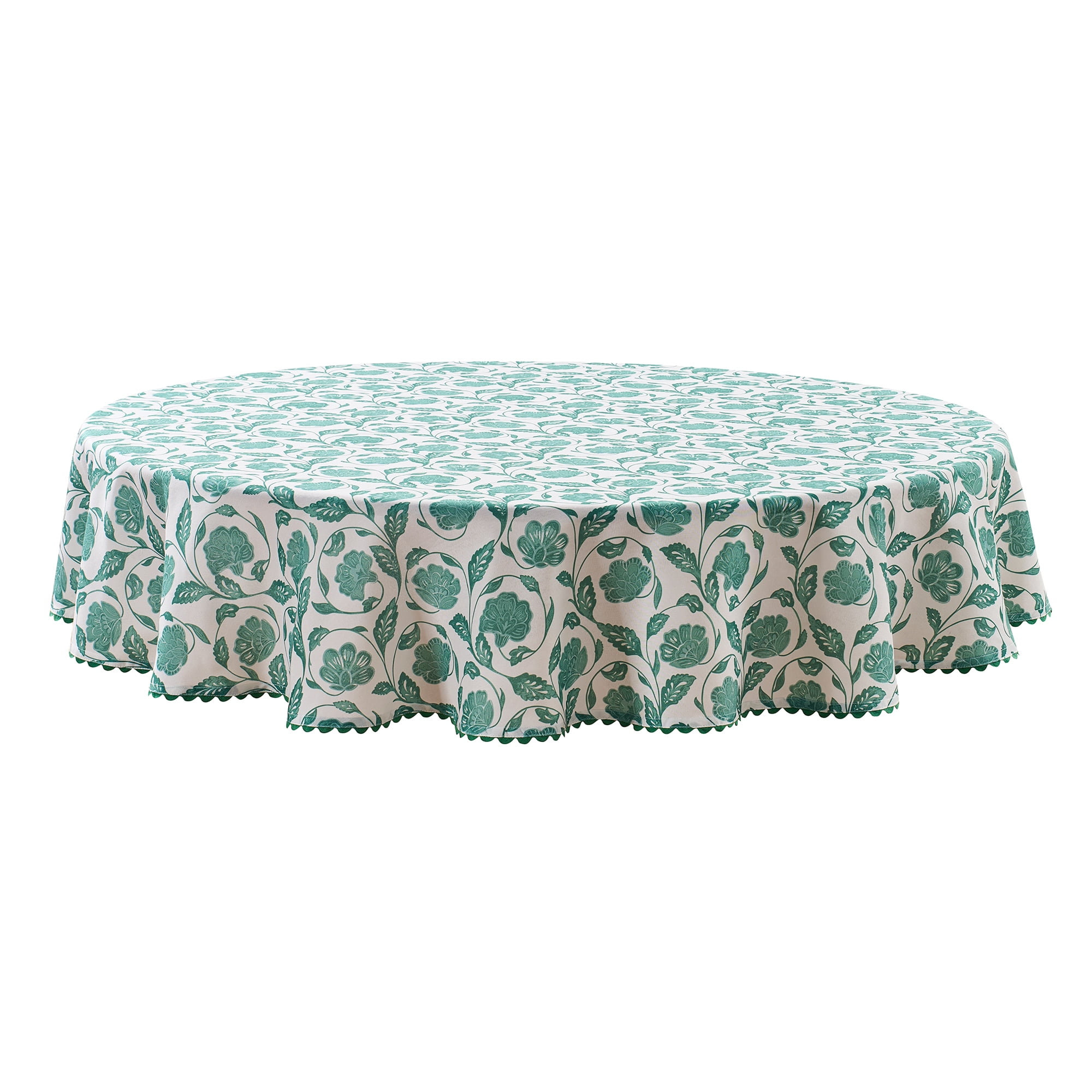 Mainstays by Becky G. & Alejandra Fabric Tablecloth, Green Floral, 70 ...