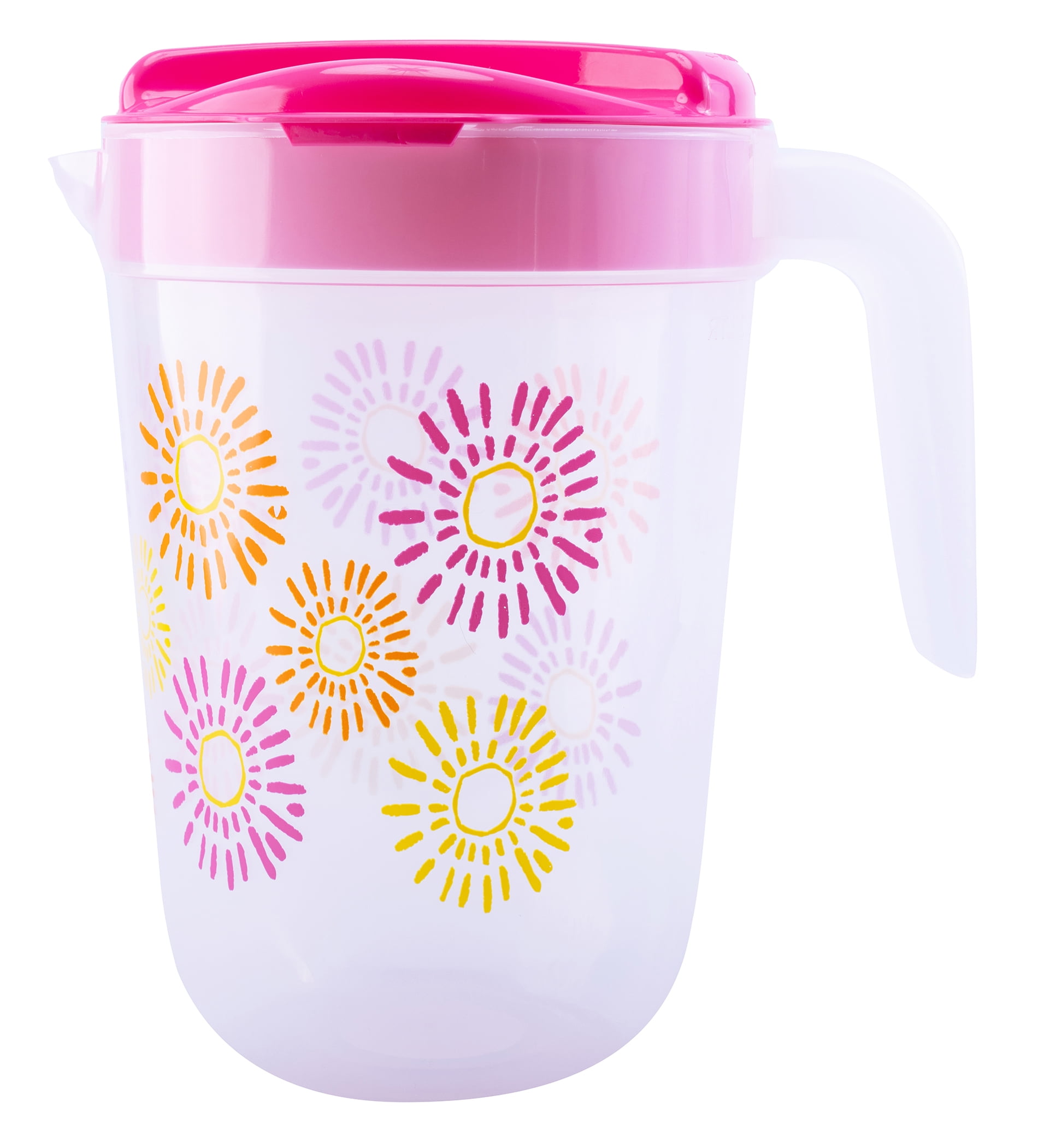Mainstays - Sun Plastic 1 Gallon Pitcher with Red Color Lid - Walmart.com