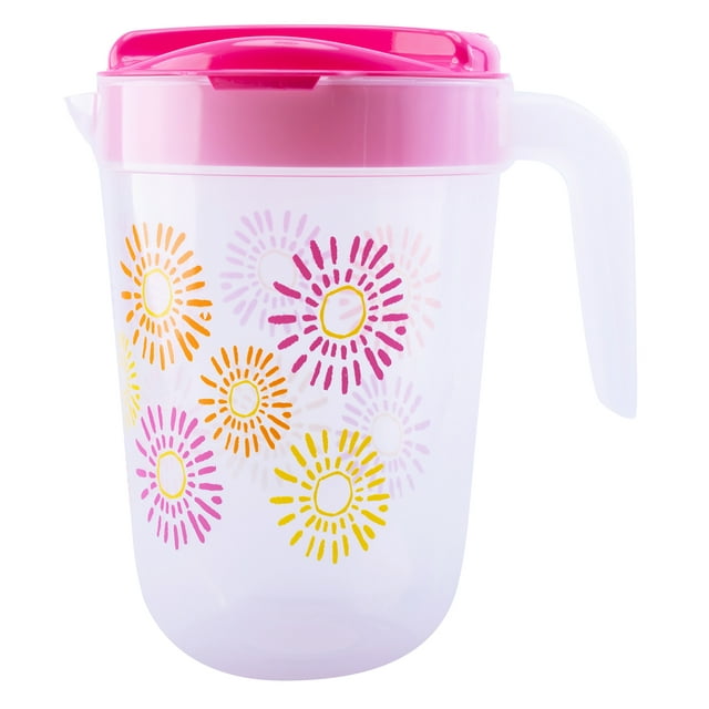 Mainstays - Sun Plastic 1 Gallon Pitcher with Red Color Lid - Walmart.com