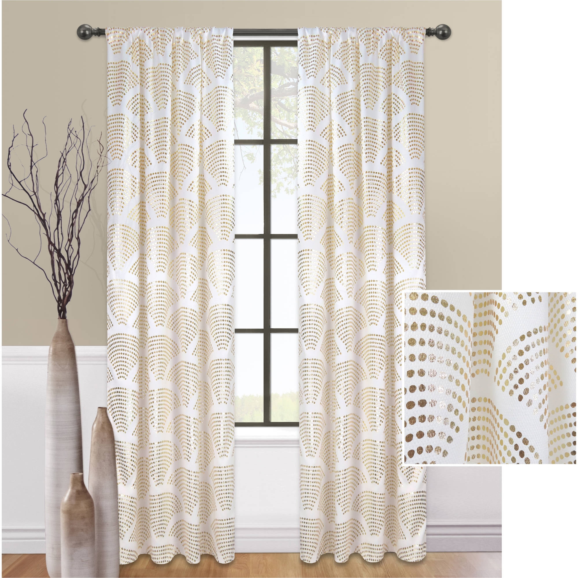 Mainstays Sunrise Metallic Window Curtain Panel - Walmart.com