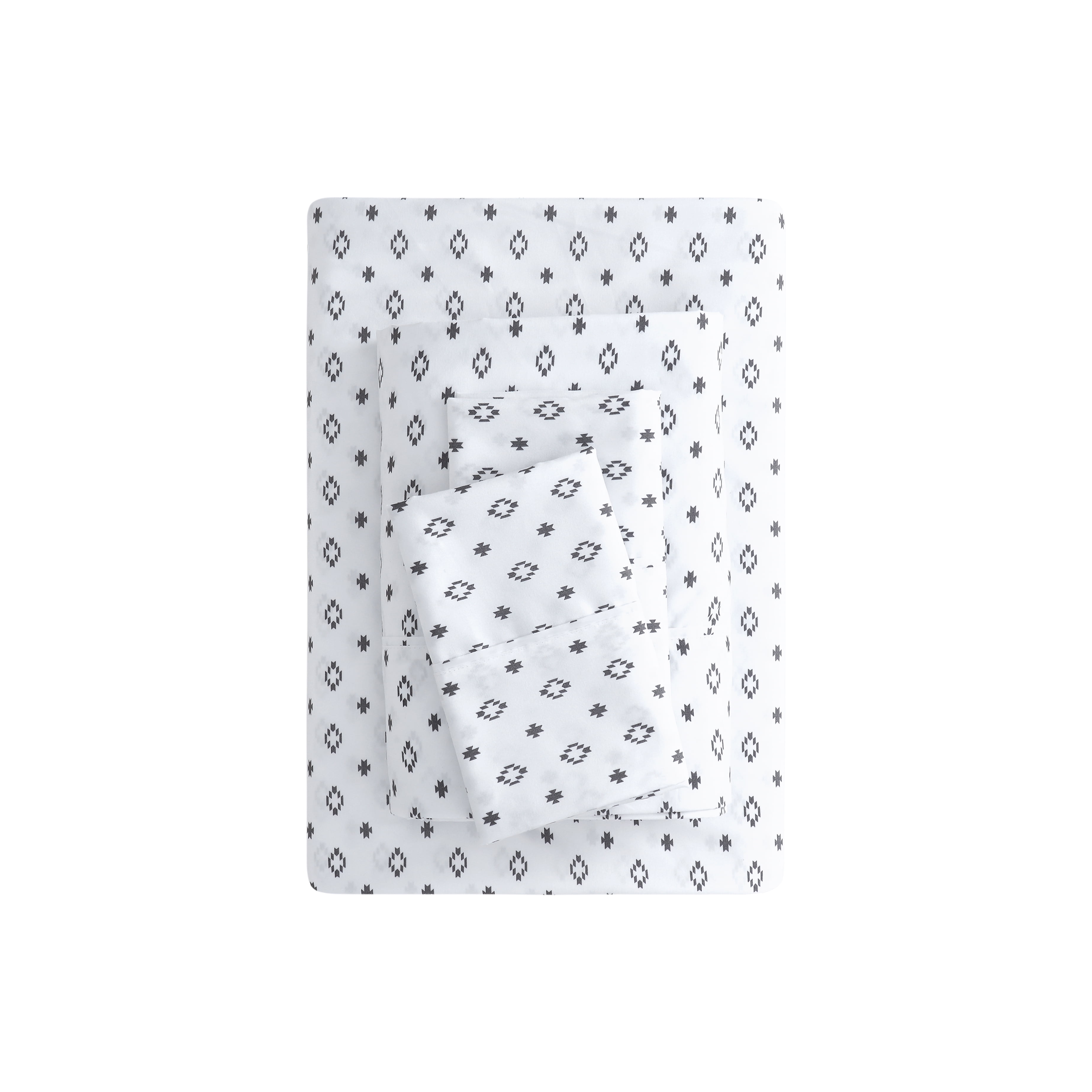 Mainstays Brushed Microfiber Bed Sheet Set - Queen Size - Black & White ...