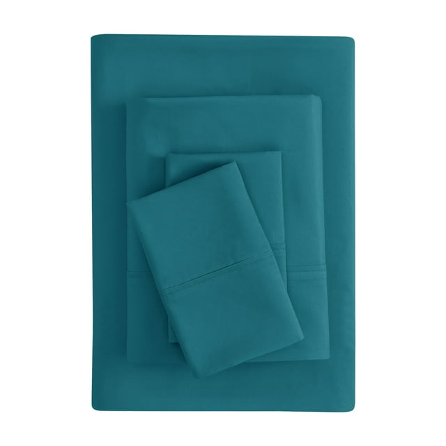 Mainstays Queen Super Soft Microfiber Bed Sheet Set, Dark Teal, 4 Piece ...