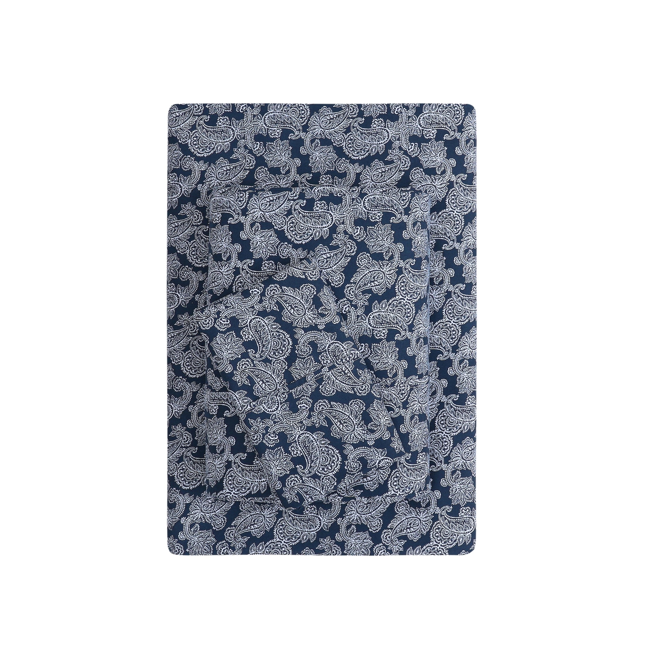 Super Soft Brushed Microfiber Bed Sheet Set - Navy Blue Paisley Twin-XL ...