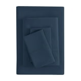 Mainstays Microfiber Bed Sheet Set Navy Blue Queen 4 Piece with Deep ...