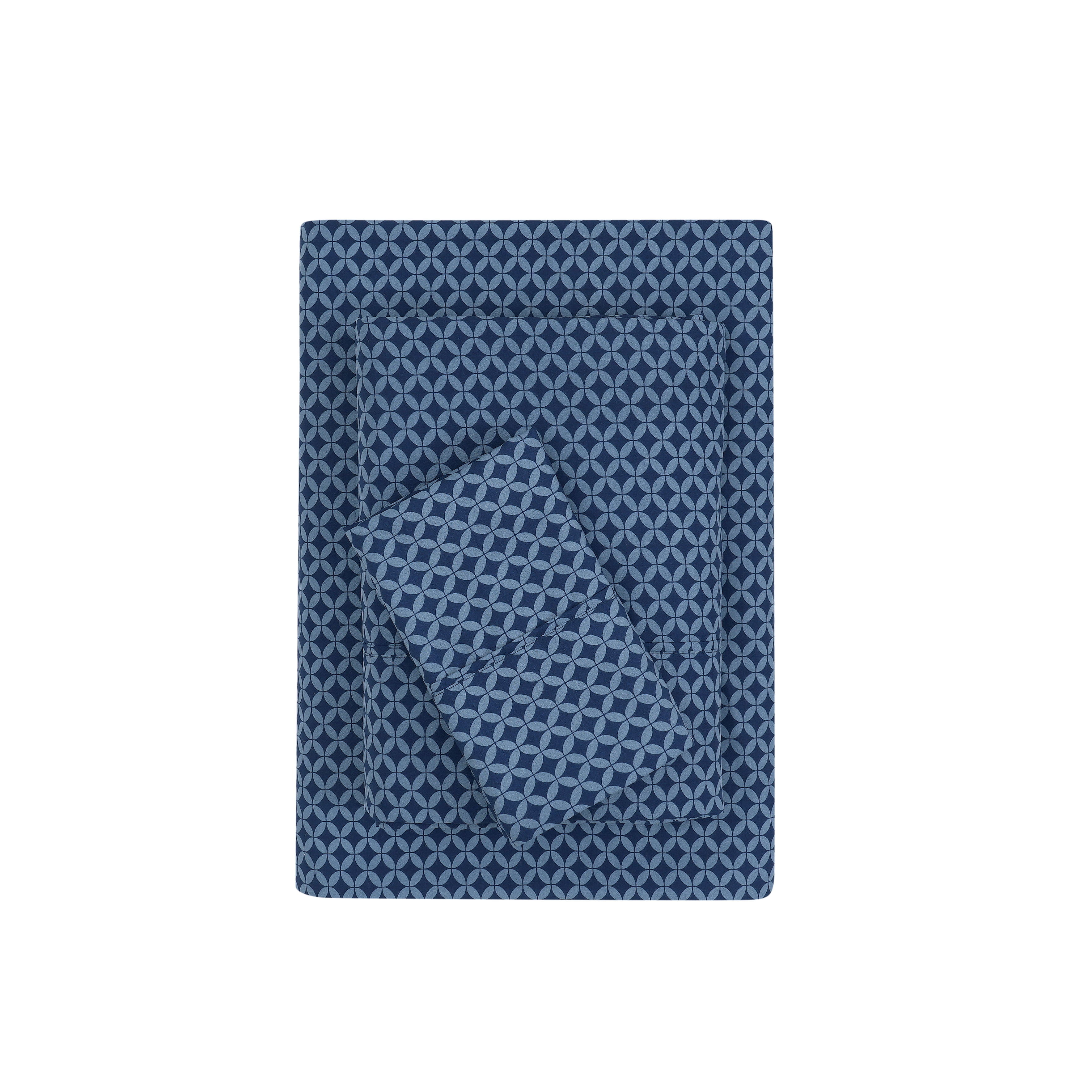 Mainstays Super Soft Brushed Microfiber Bed Sheet Set Navy Geo Twin-XL ...