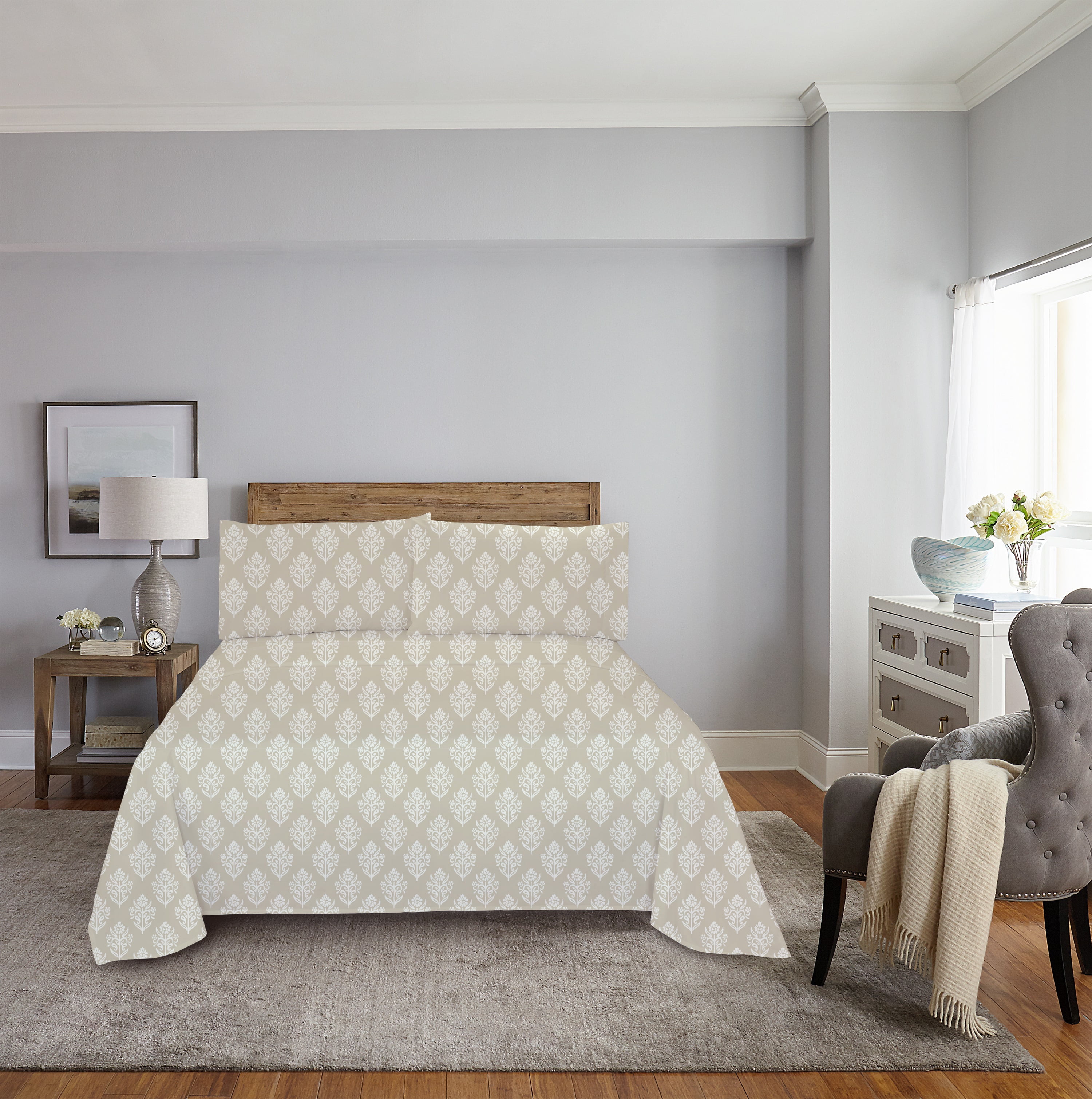 Mainstays Super Soft Brushed Microfiber Bed Sheet Set, Queen, Papyrus ...